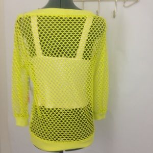 Pink Lotus | Tops | Pink Lotus Neon Yellow Fishnet Shirt 34 Sleeves ...